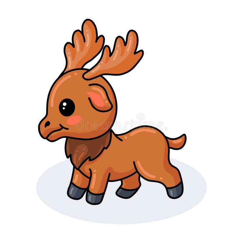 Cute Little Moose Cartoon Posing Stock Vector - Illustration of flat ...