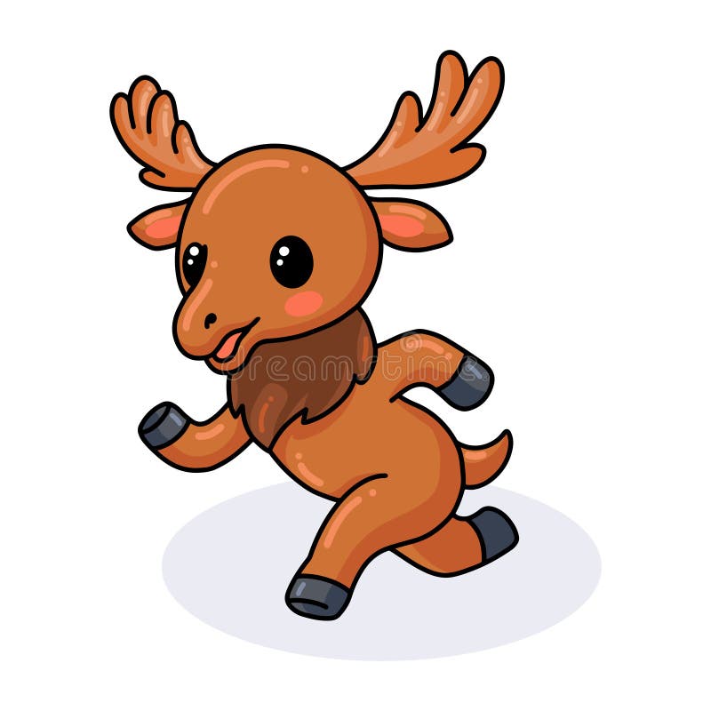 Cute Little Moose Cartoon Running Stock Vector - Illustration of mammal ...