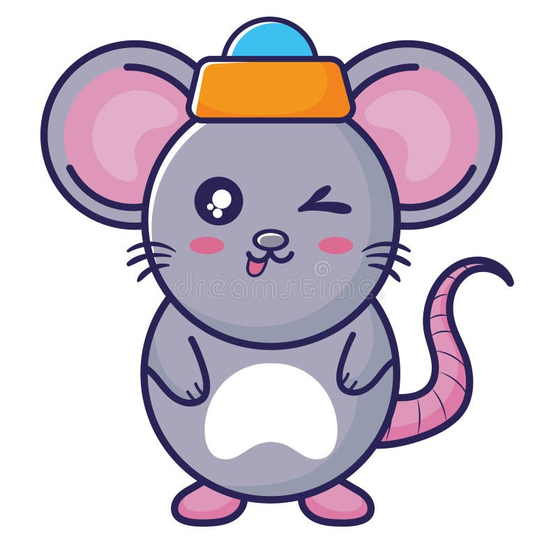 Cute little mouse with cap stock vector. Illustration of mouse - 339381624