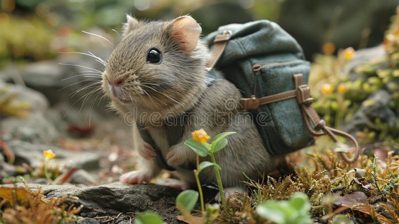 Cute Little Mouse Carrying a Backpack Stock Illustration - Illustration ...