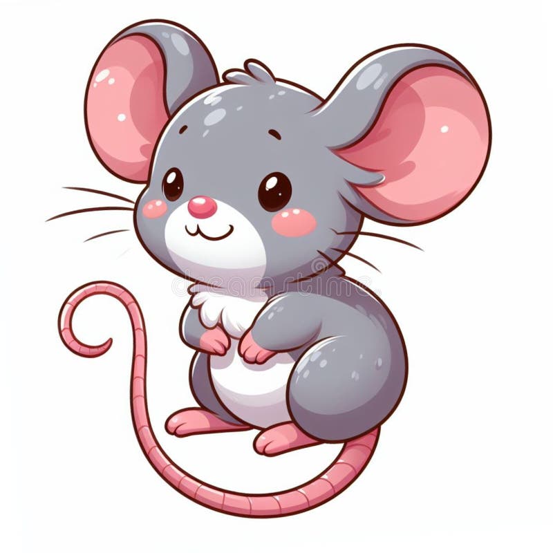 Cute Little Mouse Cartoon Isolated on White Background, Suitable for ...