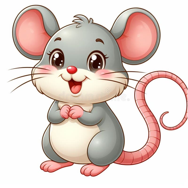 Cute Little Mouse Cartoon Isolated on White Background, Suitable for ...