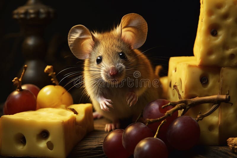 Cute Little Mouse with Cheese. Generative AI Stock Photo - Image of ...