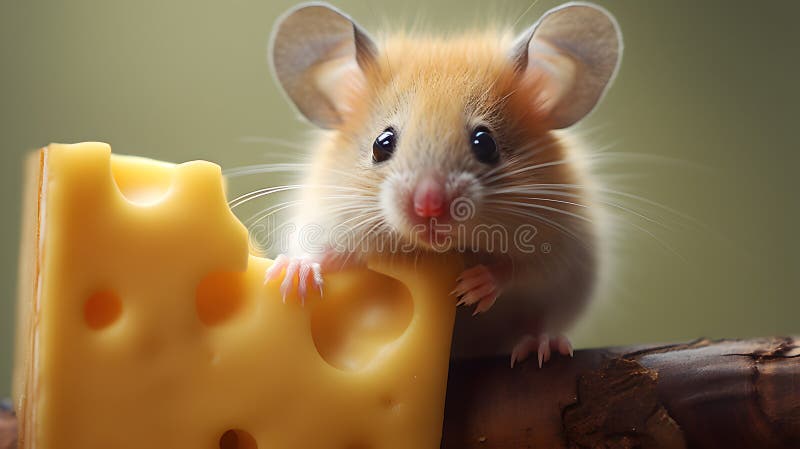 Cute Little Mouse Eating Cheese Stock de ilustración - Ilustración de ...