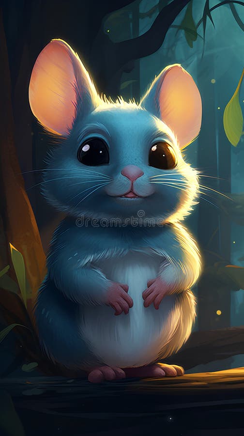 Cute Little Mouse in the Forest. Cartoon Style. 3D Illustration Stock ...