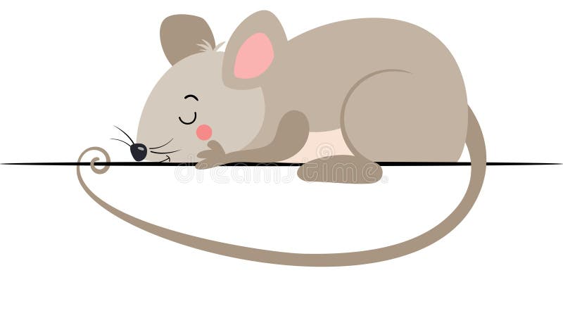 Cute Little Mouse Sleeping Peacefully Stock Vector - Illustration of ...