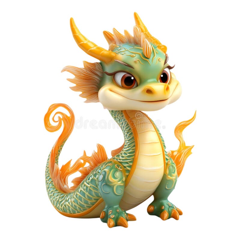 Cute Little Oriental Dragon Isolated on a Transparent Background Stock ...