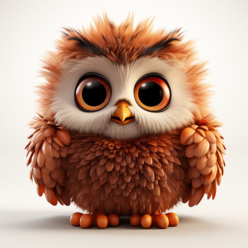 Cute Little Owl 3d Model - Digital Art Techniques Stock Illustration ...