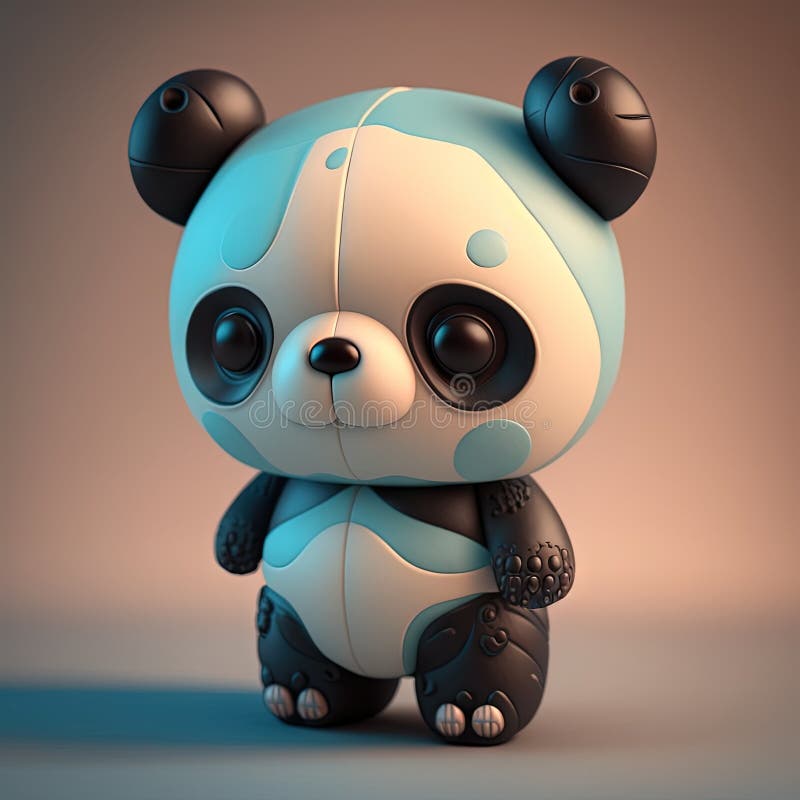 A Cute Little Panda Bear Sitting on a Floor Next To a Wall. Stock ...