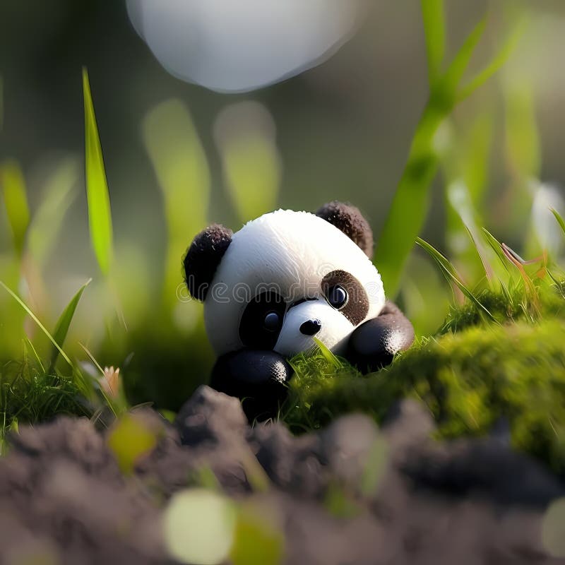 Cute Little Panda. Generative AI Stock Illustration - Illustration of ...