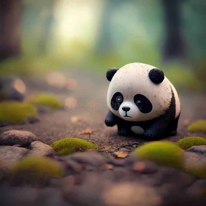 Cute Little Panda. Generative AI Stock Illustration - Illustration of ...