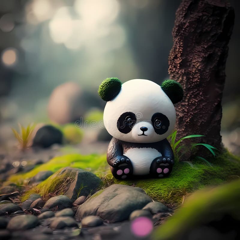 Cute Little Panda. Generative AI Stock Illustration - Illustration of ...