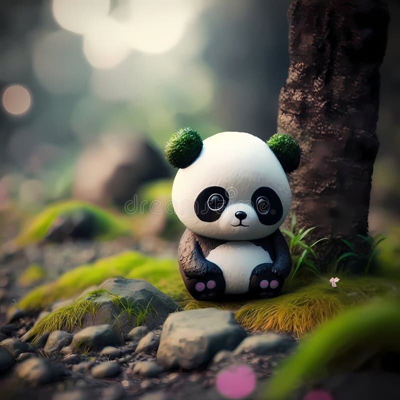 Cute Little Panda. Generative AI Stock Illustration - Illustration of ...