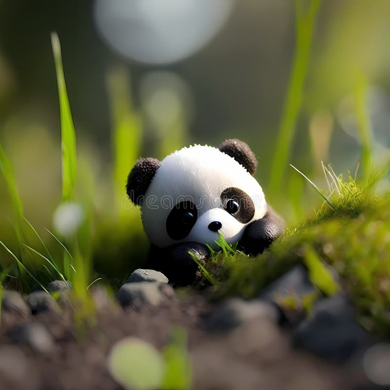Cute Little Panda. Generative AI Stock Illustration - Illustration of ...