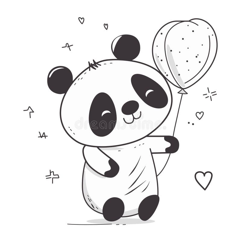 Cute Little Panda on White. Vector Illustration. EPS10 Stock ...