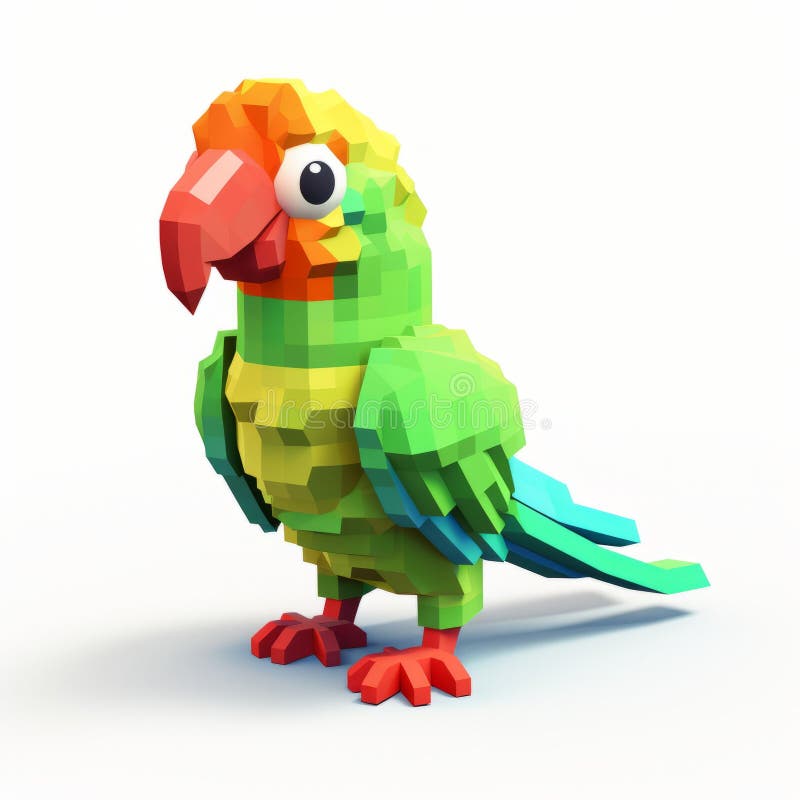 Cute Little Parrot Pixel 3d Object: Focus Stacking, Fragmented, Modular ...