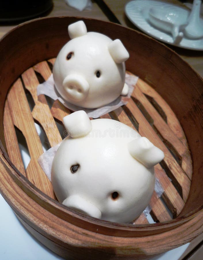 Cute little piggy bun stock photo. Image of gourmet, meal - 53363664