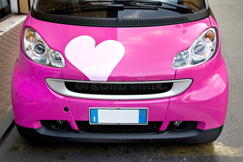 Cute Little Pink Car with a Heart Stock Photo - Image of perky, plate ...