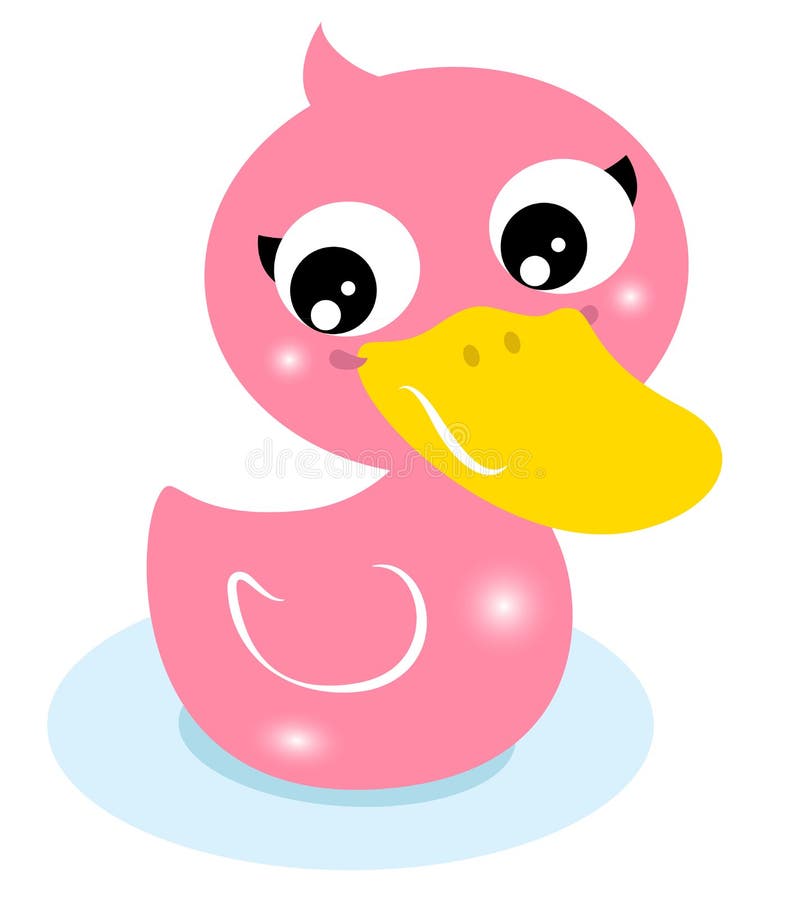 Cute Little Pink Rubber Duck Stock Vector - Illustration of cheerful ...