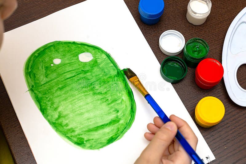 Cute Little Preschooler Child Drawing at Home Stock Photo - Image of ...