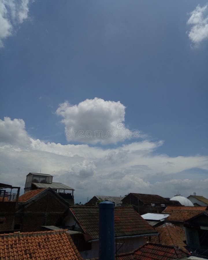 A Cute Little Pretty Square White Cloud on the Blue Sky Stock Image ...