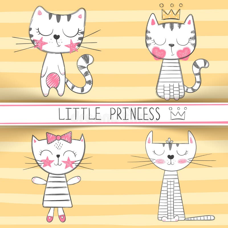 Cute Little Princess - Cat Characters Stock Vector - Illustration of ...