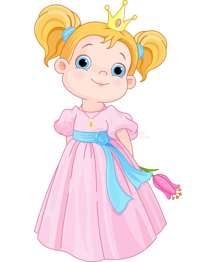 Cute Little Princess Holds Flower Stock Vector - Illustration of ...