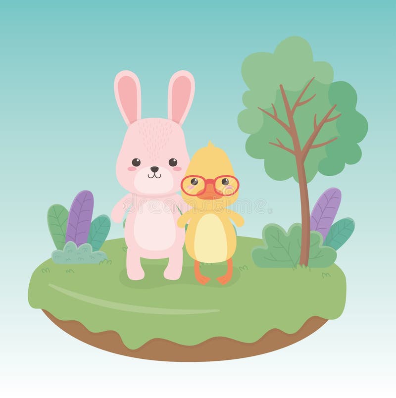 Fox Rabbit Duck and Lion Cartoon Design Stock Vector - Illustration of ...