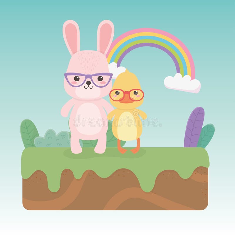 Fox Rabbit Duck and Lion Cartoon Design Stock Vector - Illustration of ...