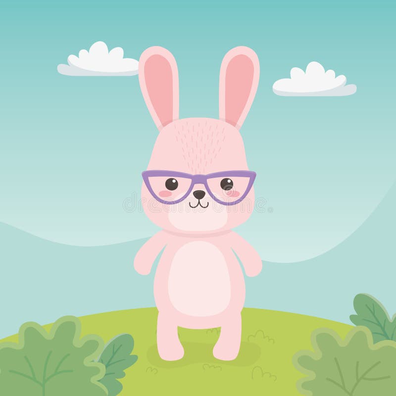 Cute and Little Rabbit in the Field Stock Vector - Illustration of baby ...