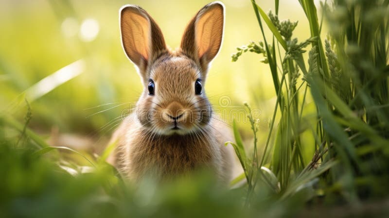 Cute Little Rabbit in the Grass. Springtime Stock Illustration ...