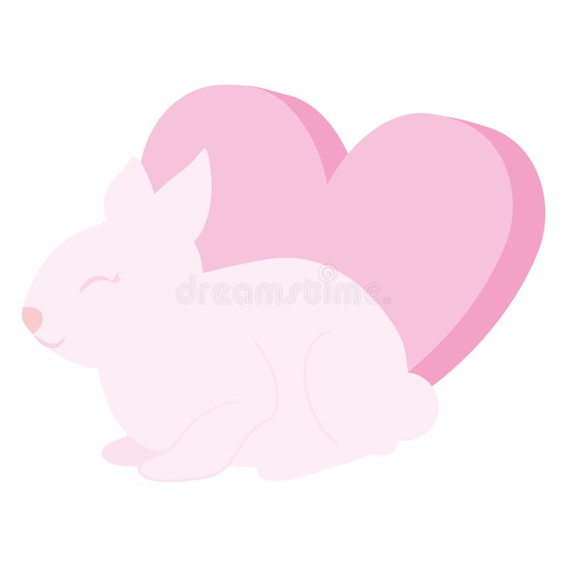 Cute and Little Rabbit with Heart Love Stock Vector - Illustration of ...