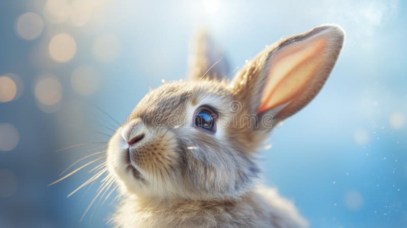 A Cute Little Rabbit Looking Up at the Camera, AI Stock Illustration ...