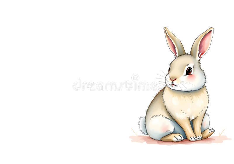 Cute Little Rabbit in Watercolour Technique. Vector Illustration. Stock ...