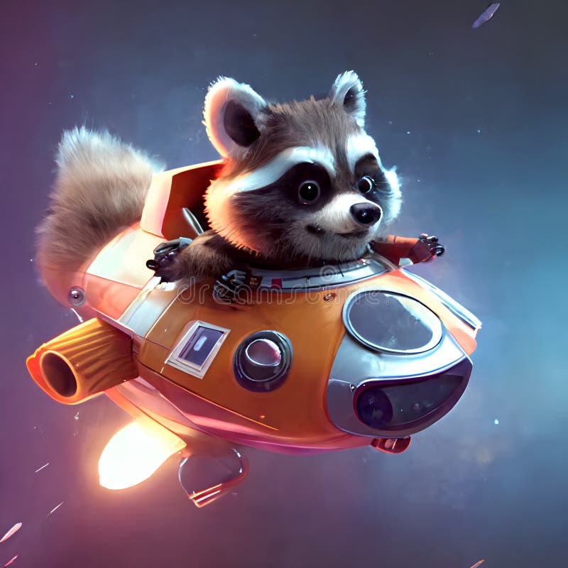Raccoon Astronaut Cute Creative Kawaii Cartoon Mascot Logo Stock ...