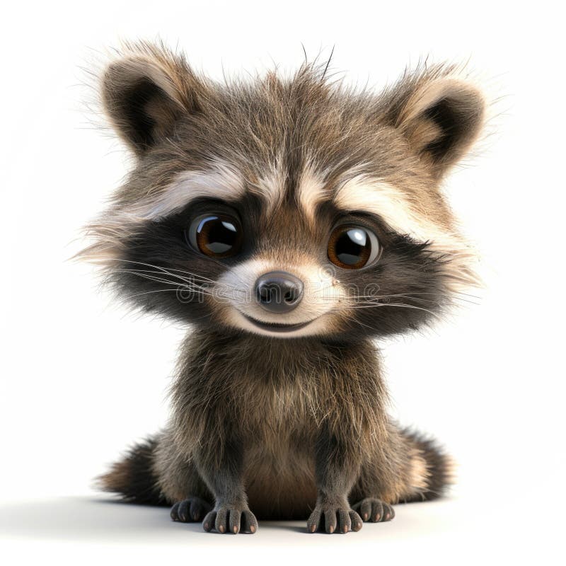 A Cute Little Raccoon Sitting on a White Surface Stock Image - Image of ...