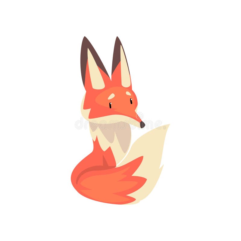 Cute Little Red Fox Character Cartoon Vector Illustration Stock Vector ...