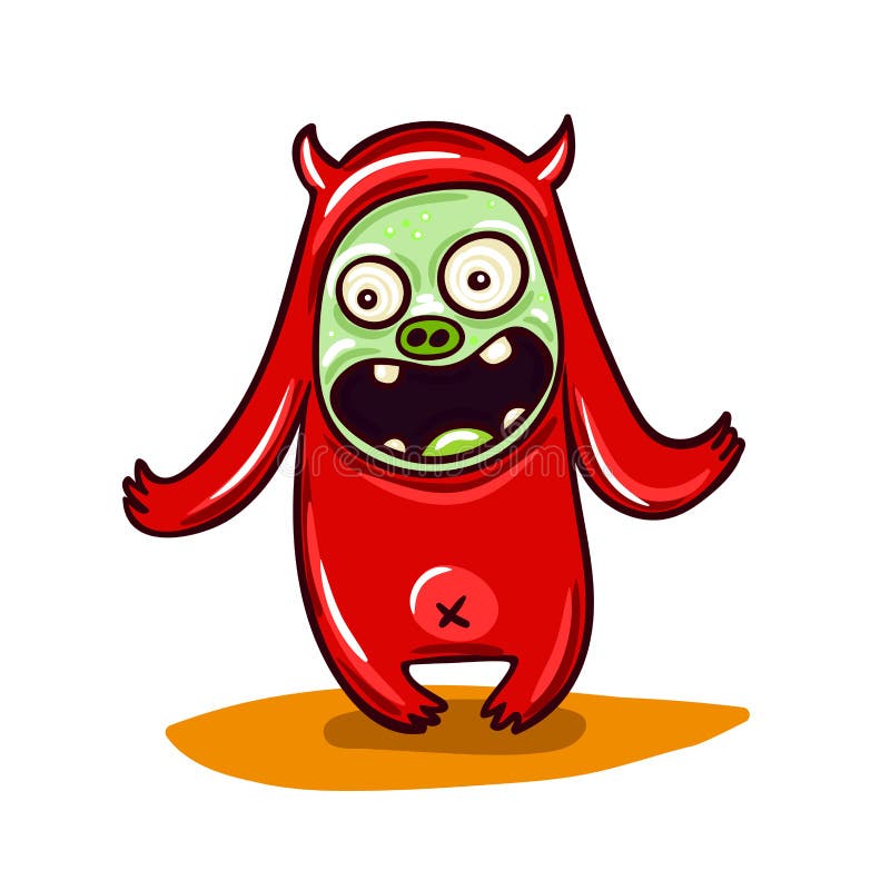 Cute Little Red Monster Illustration Stock Vector - Illustration of ...