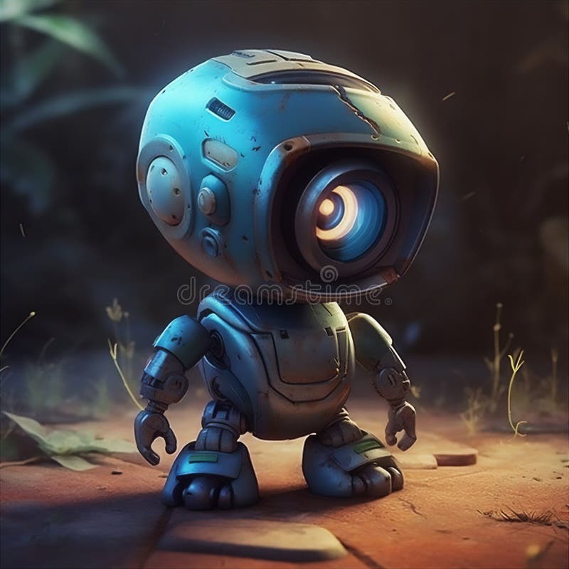 Cute Little Robot. AI Generated Stock Illustration - Illustration of ...