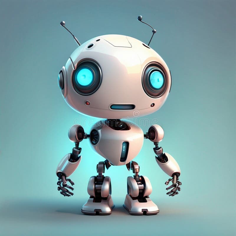 Cute Little Robot 3d Character Design Background Stock Illustration ...