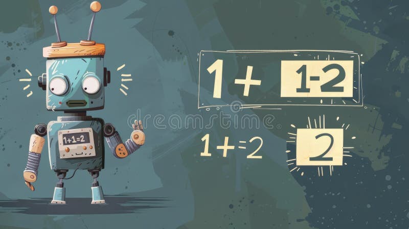 Cute Little Robot Desperate on Math Task at School AI Generated Stock ...