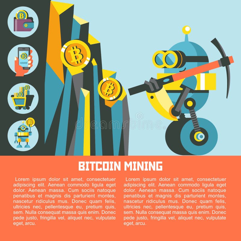 Bitcoin Mining. Vector Conceptual Illustration. Cryptocurrency Stock ...
