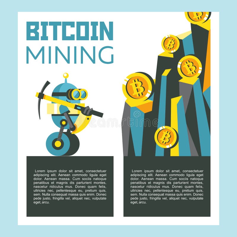 Bitcoin Mining. Vector Conceptual Illustration. Cryptocurrency Stock ...