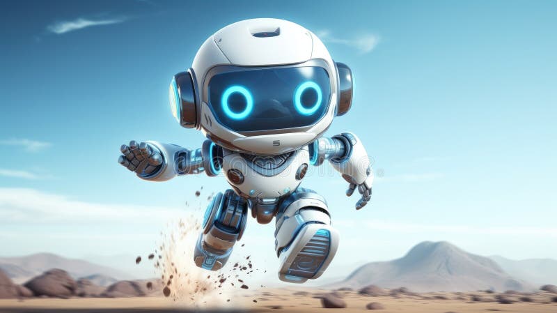Cute Little Robot Runs Fast AI Generated Stock Illustration ...