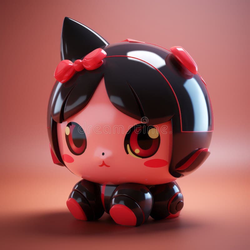 A Cute Little Robot Toy with Black and Red Eyes Stock Illustration ...