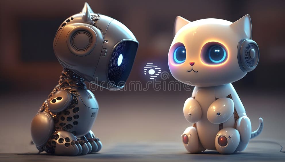 Cute Little Robots Kittens System Artificial Intelligence Chatgpt ...
