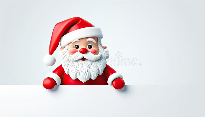 Cute Little Santa Clause Looking Over Border Stock Illustration ...