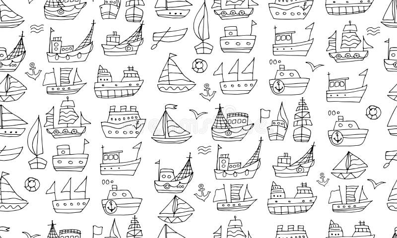 Cute Little Ships, Seamless Pattern for Your Design Stock Vector ...