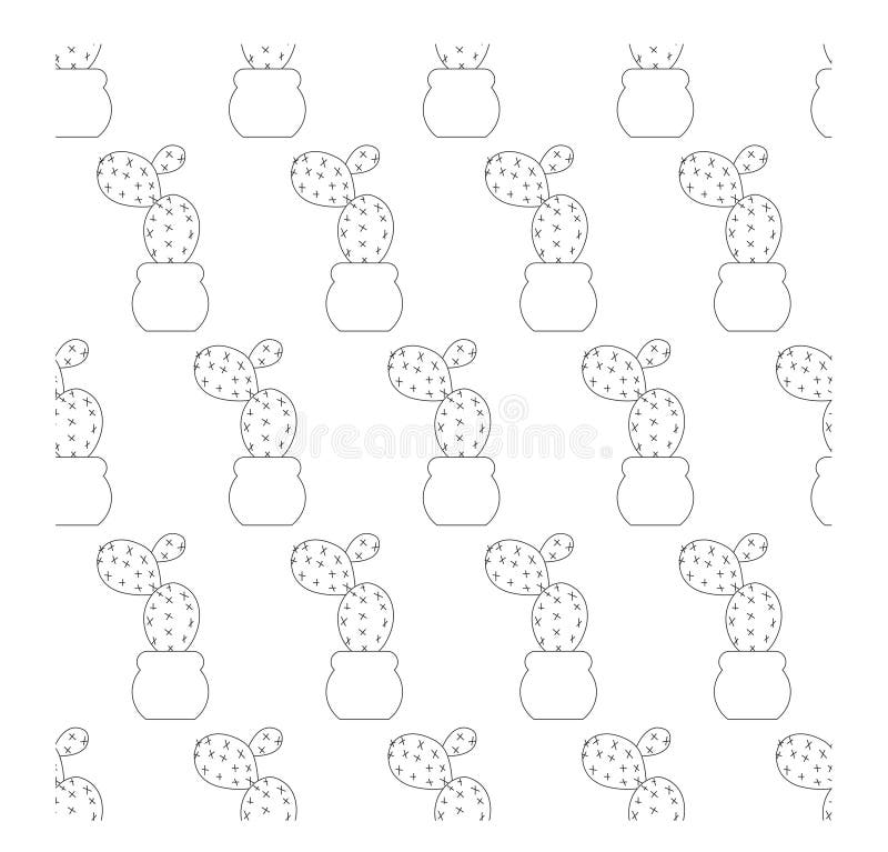 Cute Little Simple Cactus in a Pot in Doodle Style. Simple Seamless ...