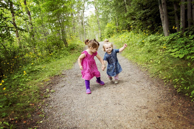 Cute Little Sisters Having Fun on a Summer Day Stock Image - Image of ...